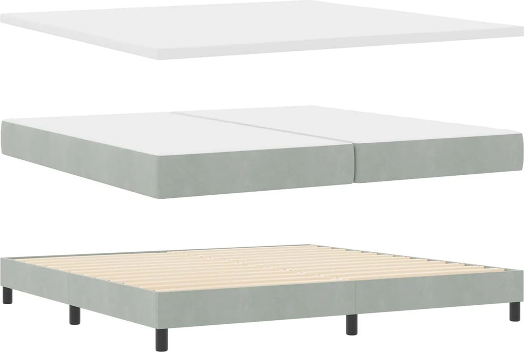 Postel s boxspringem s matrací Světle šedá 200 x 200 cm samet 3339128
