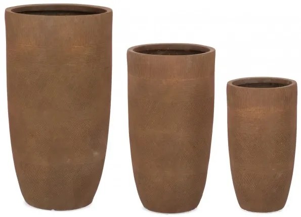 BIZZOTTO Set 3 vysokých květináčů RIGO hnědá 0790674