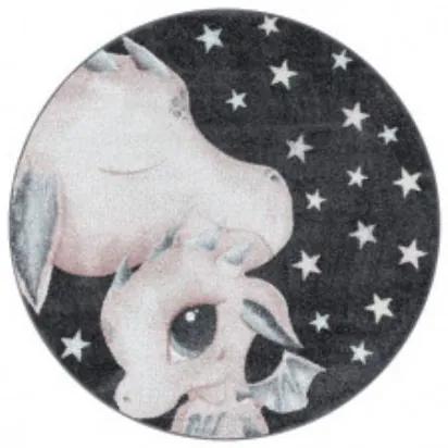 Ayyildiz koberce Dětský kusový koberec Funny 2107 pink kruh Růžová, Černá, Rozměr 120x120 (průměr) kruh cm