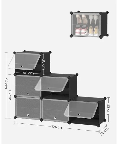 Modulární regál s přihrádkami BOXIFY černá