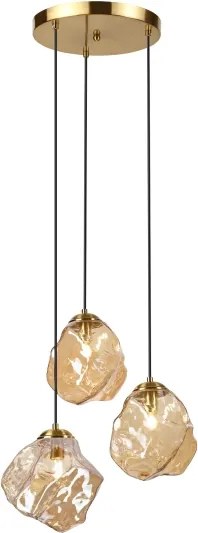 Lustr na lanku CRISTAL 3xE14/15W/230V mosaz/kouřová béžová