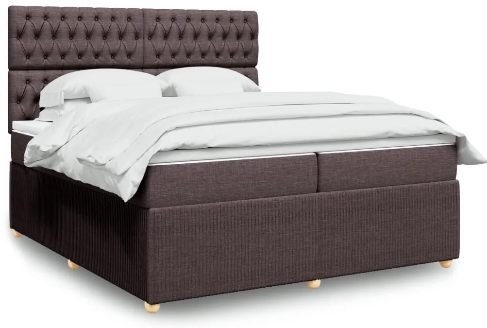 Box spring postel s matrací tmavě hnědá 200x200 cm textil