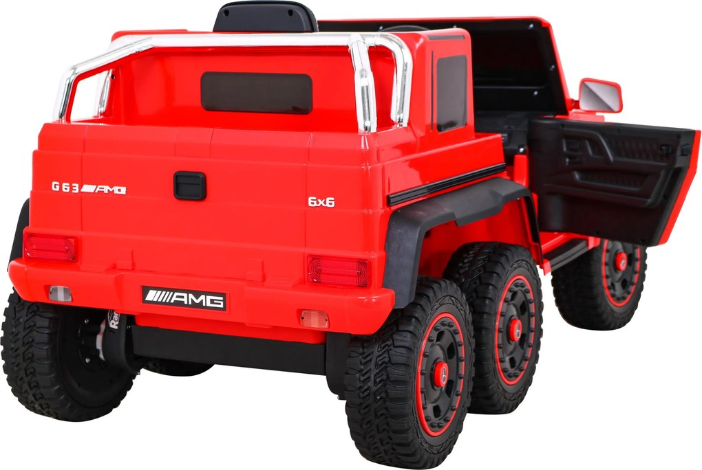 Ramiz Mercedes G63 AMG elektrické autíčko pro děti červené + dálkové ovládání + 6 EVA kol + pomalý start + MP3 + LED