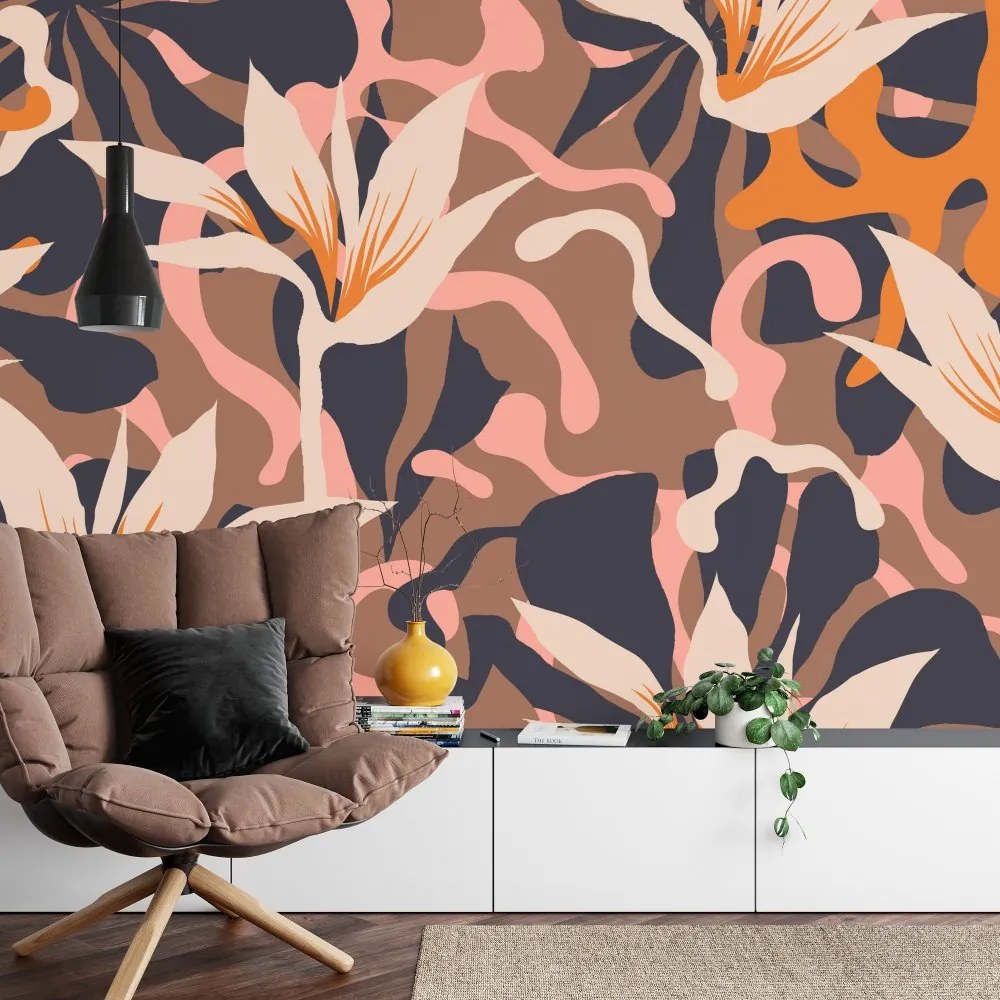 Fototapeta Abstract Jungle Plants Pattern. Creative Collage Contemporary Floral Seamless Pattern. Fashionable Template For Design. Hladký vinyl 104x70.5