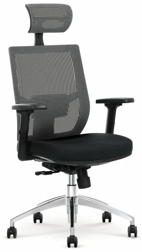 Kancelářská ergonomická židle ADMIRAL — síť / látka, černá