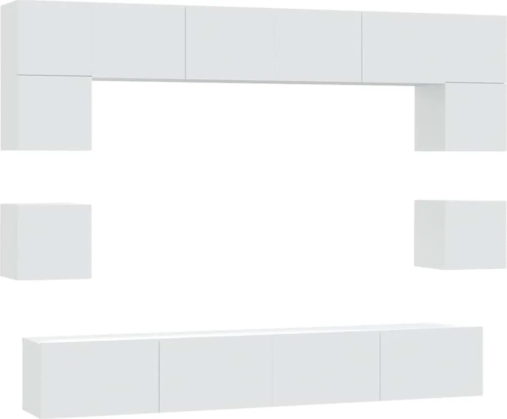 8dílný set TV skříněk bílý kompozitní dřevo 3114414