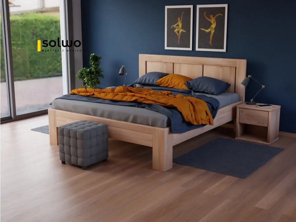 Masivní postel RUMBA - Solwo Design Materiál: Dub Cink, Barevne provedení: Olej odstín 103/203, Specifikace: 240x200