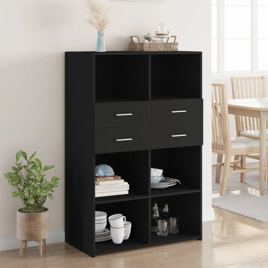 Skříň highboard černá 80 x 42,5 x 124 cm kompozitní dřevo