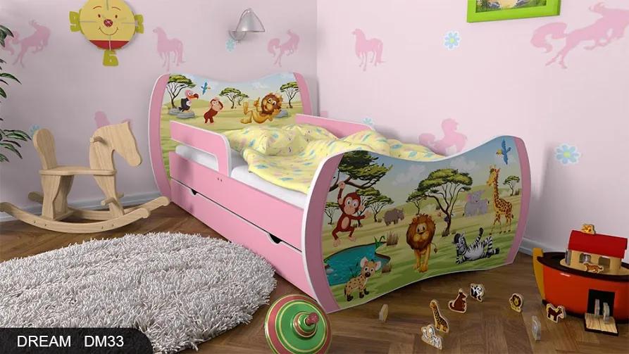 Dětská postel Dream vzor 33 160x80 cm růžová