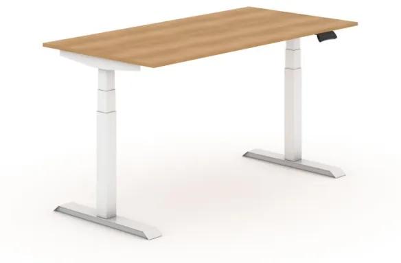 Výškově nastavitelný stůl, elektrický, 625-1275 mm, deska 1800x800 mm, buk, bílá podnož