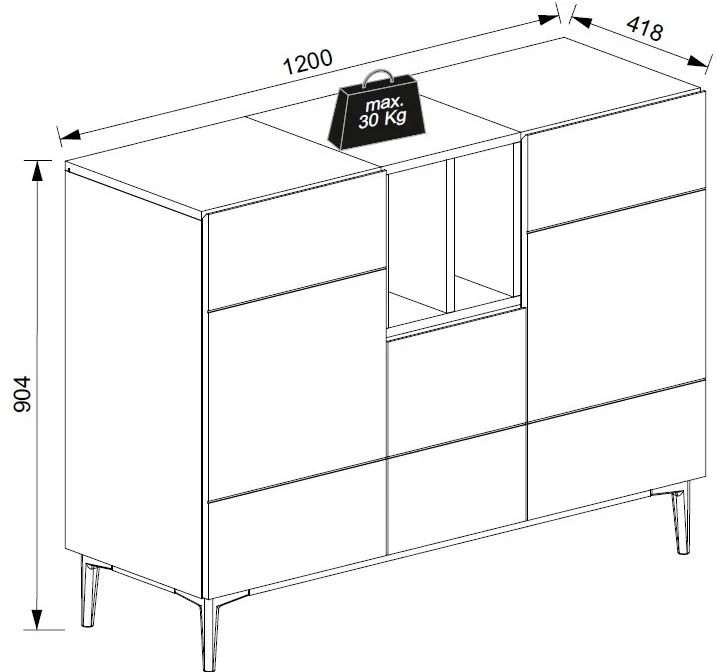Skříňka 3-dveřová Nola, dub artisan/černá