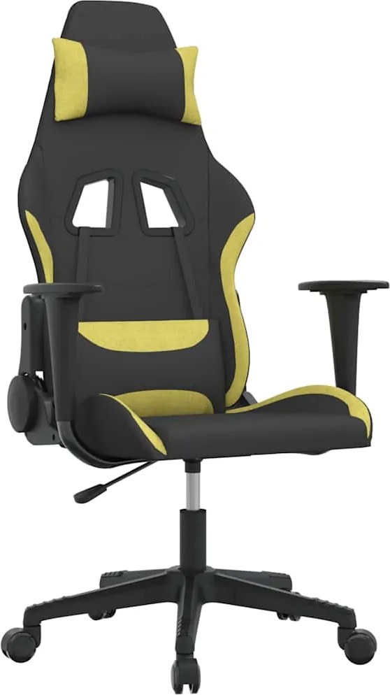 Herní židle černá a světle zelená textil 3143738