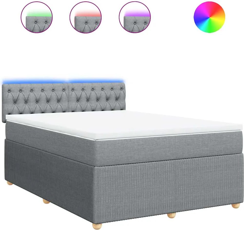 Box spring postel s matrací světle šedá 140 x 200 cm textil 3289786
