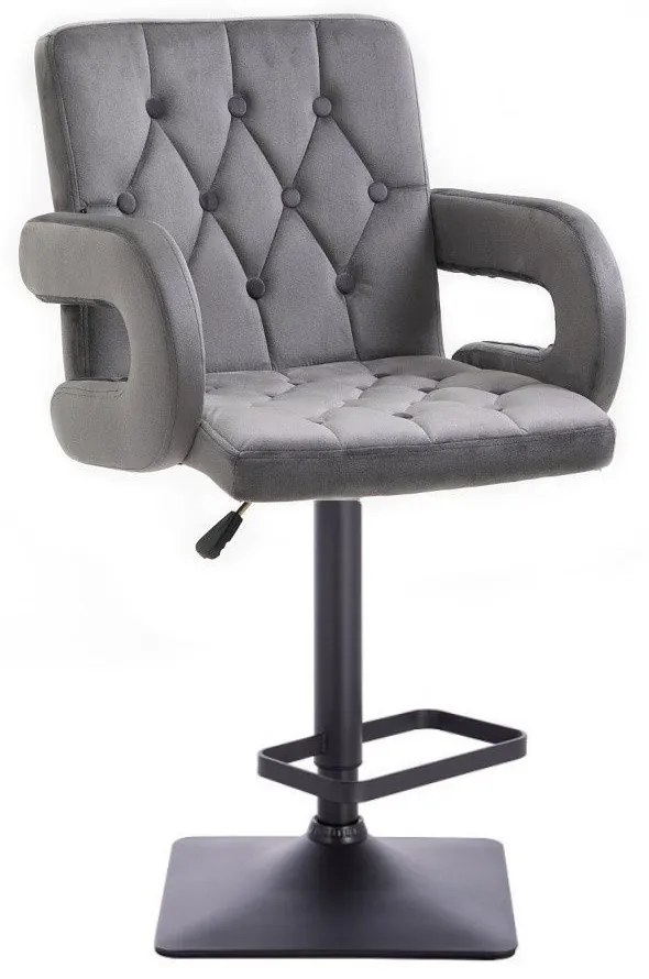 LuxuryForm DESIGN Barová židle  BOSTON VELUR na černé hranaté podstavě - šedá