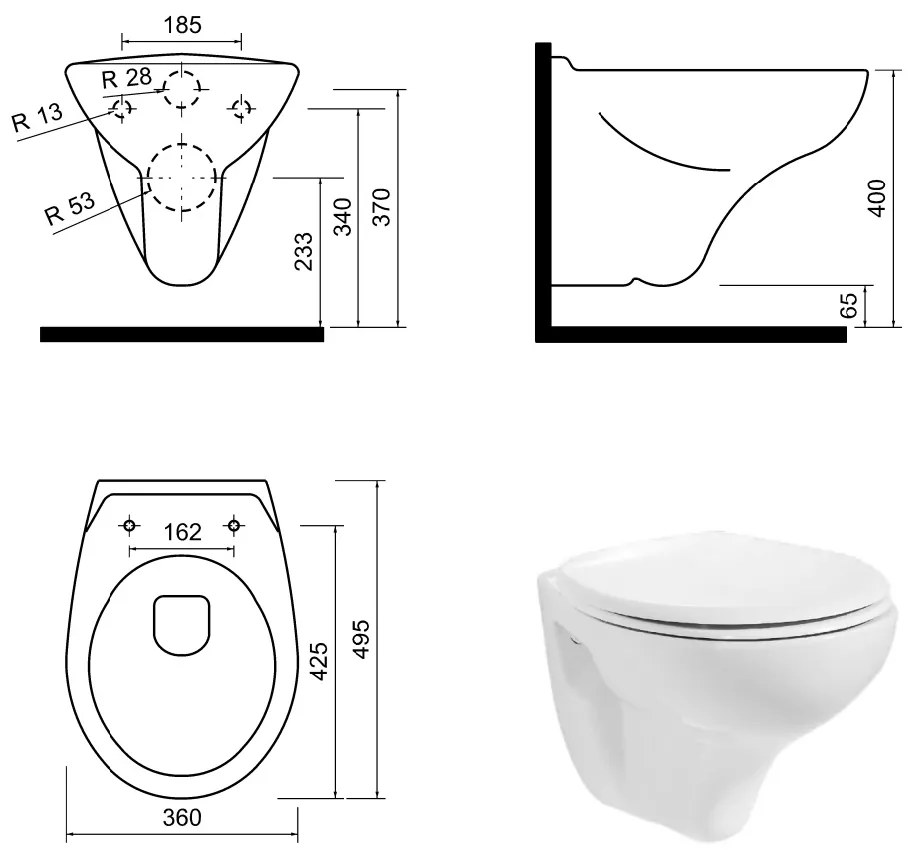 Alcaplast AM115/1000 Renovmodul komplet k zazdění se závěsným WC Creavit STANDARD TP320 + bidet 2v1 new