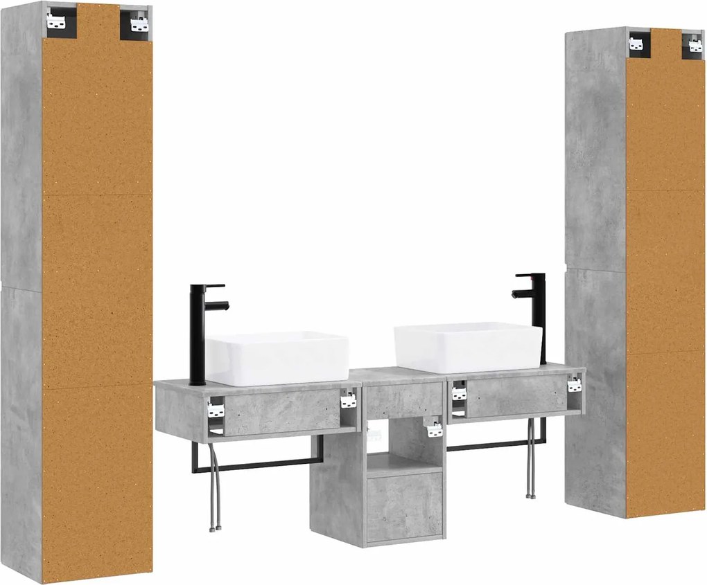 Sada koupelnového nábytku 5 ks Betonově šedá 33 x 34,5 x 160 cm 3406016