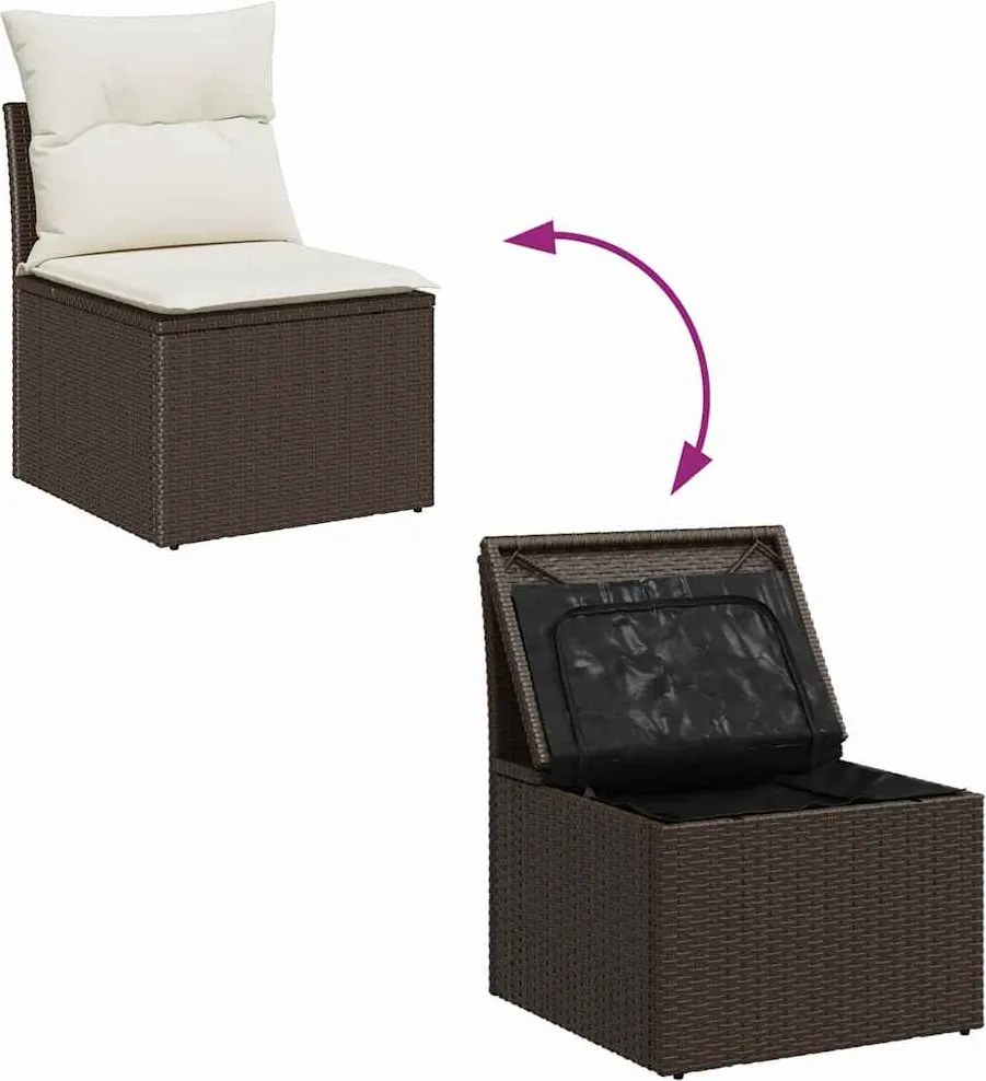 Set pohovek 6 ks Hnědá a bílá polyratan 3354777