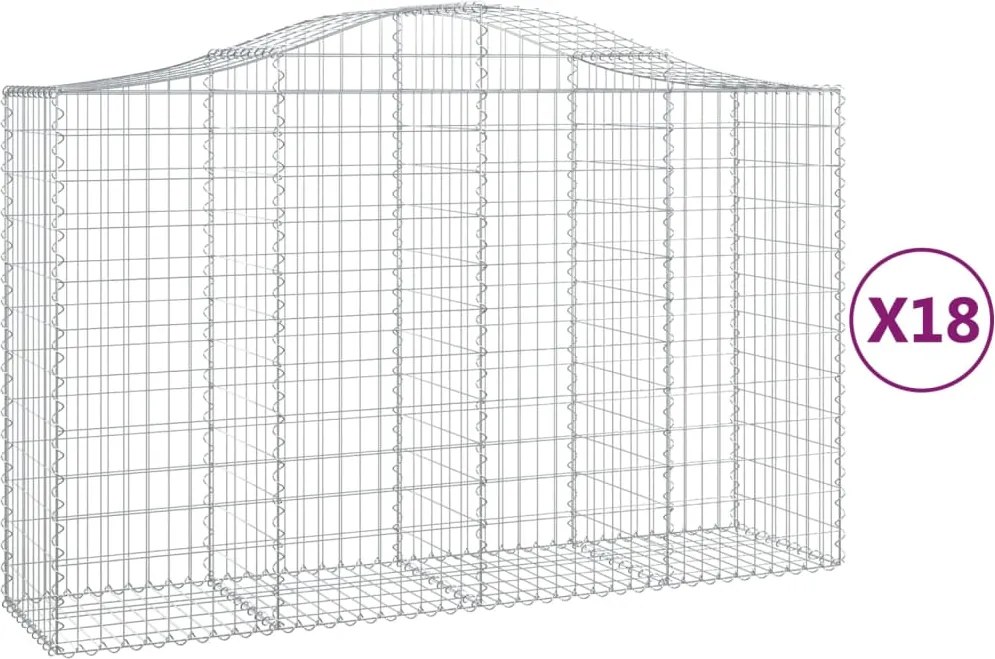 Klenuté gabionové koše 18ks 200x50x120/140cm pozinkované železo 3145675