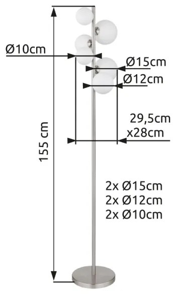 Globo 56140-6S - LED Stojací lampa RIHA 6xG9/3,5W/230V bílá
