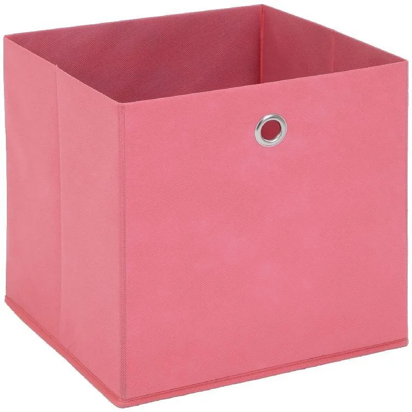 Látkový úložný box Heli 6 - růžový, textilie / kov, růžová