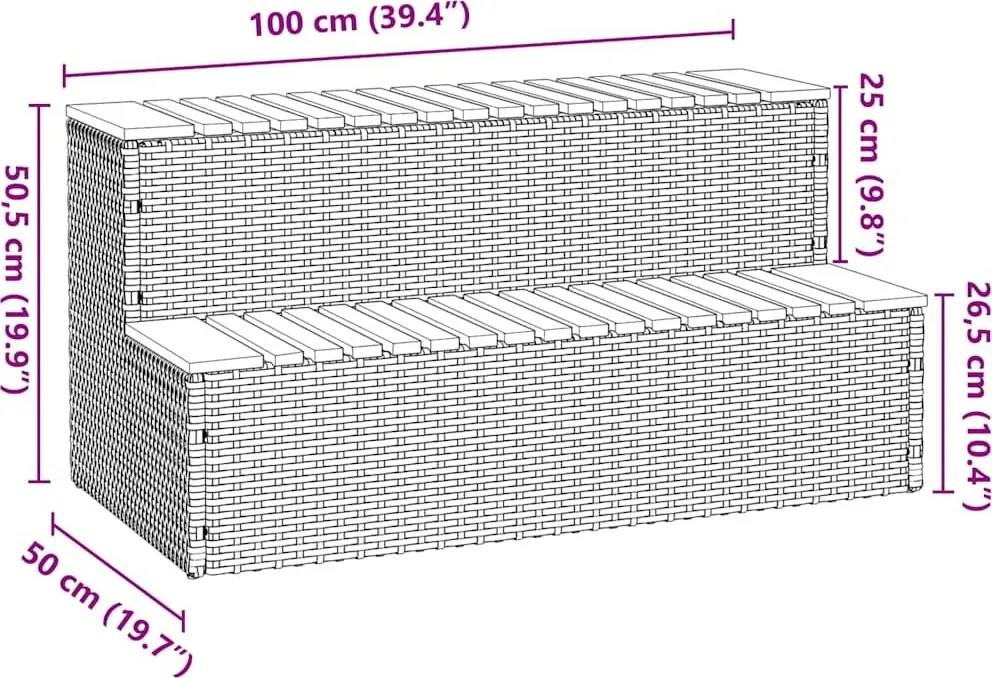 vidaXL Obruby k vířivce 100x50x50,5 cm polyratan a akáciové [4103945] Barva: Béžová