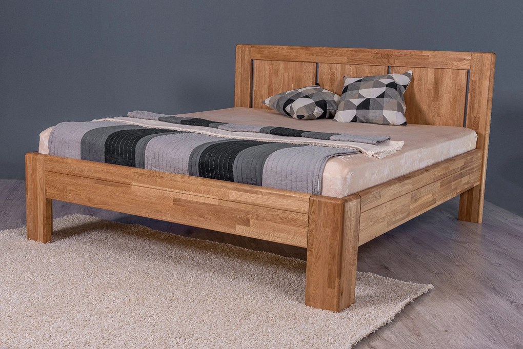 Masivní postel RUMBA - Solwo Design Materiál: Dub Cink, Barevne provedení: Olej odstín 103/203, Specifikace: 200x200