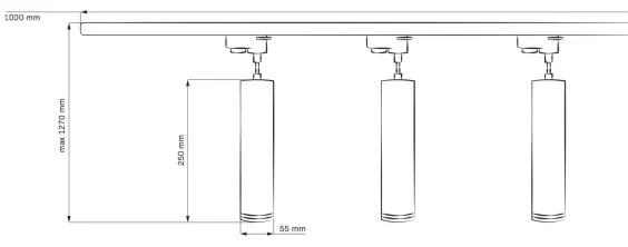 Lustr na lanku do lištového systému MARIBEL 3xGU10/10W/230V + 1 m lištový systém