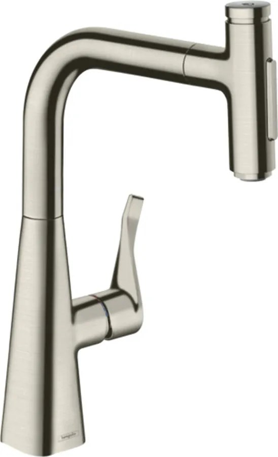 Hansgrohe M71, dřezová baterie Metris Select s výsuvnou sprškou, vzhled nerezový 73822800
