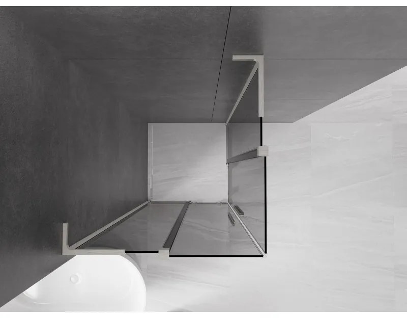 Mexen Velar L Duo, sprchový kout s posuvnými dveřmi 100 x 100 cm, 8mm šedé sklo, broušená ocel, 871-100-100-02-43-97