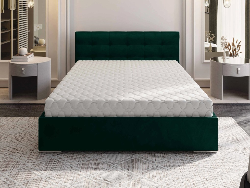 Manželská postel 160 cm Hermila (tmavě zelená) (s roštem a úložným prostorem). 1046958