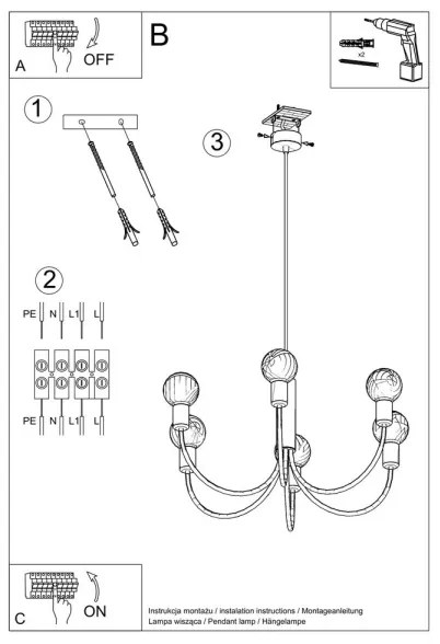 Sollux SL.0855 - Lustr PICCOLO 5xE27/60W/230V