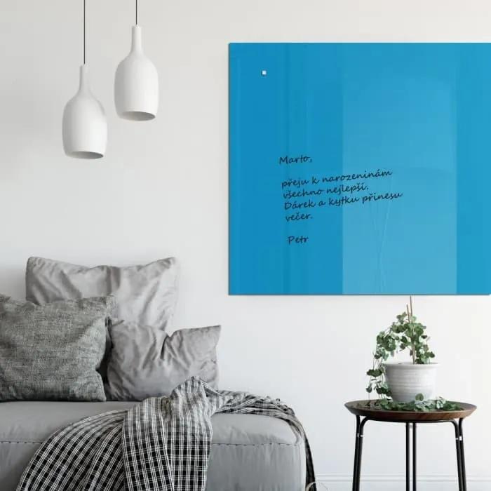 Modrá coelinová skleněná magnetická tabule domácí Smatab® - 100 x 65 cm