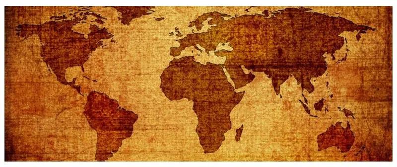 Obraz mapy světa - papyrus (100x40 cm), 40 dalších rozměrů