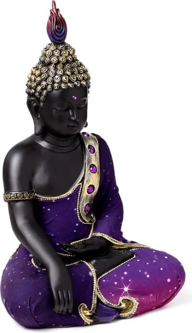 Fialovo-černá figurka Buddha-Meditace 30 cm