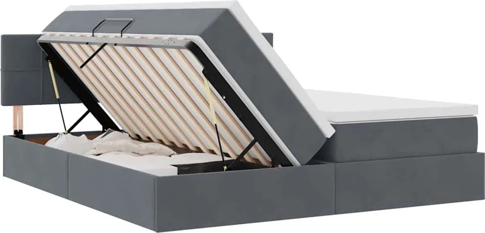 Postel s úložným prostorem s čelo 2 ks Tmavě šedá 3370980
