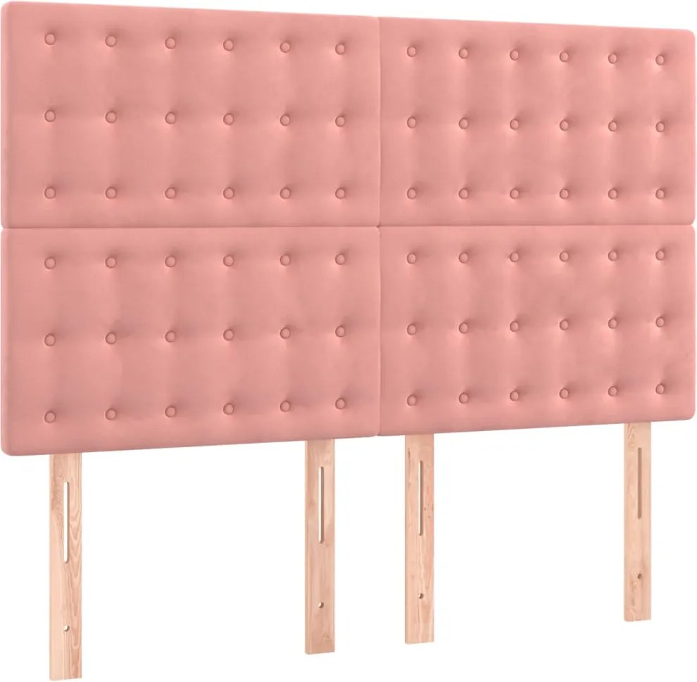 Box spring postel s matrací růžová 140x190 cm samet 3138084