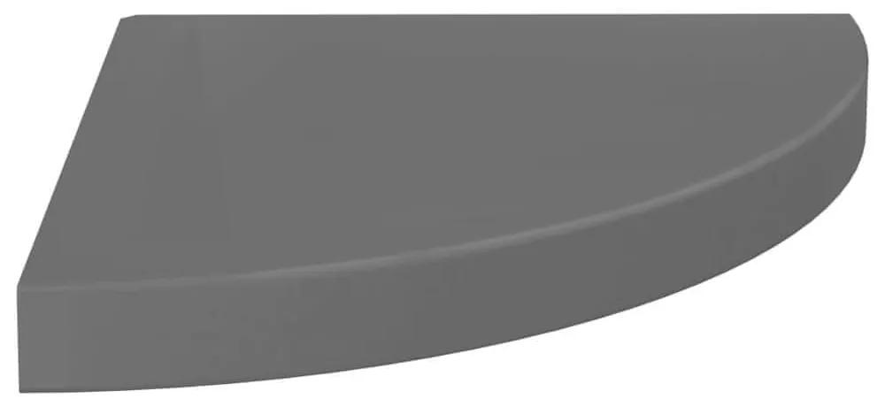 Petromila Plovoucí rohové police 4 ks šedé vysoký lesk 35x35x3,8 cm MDF