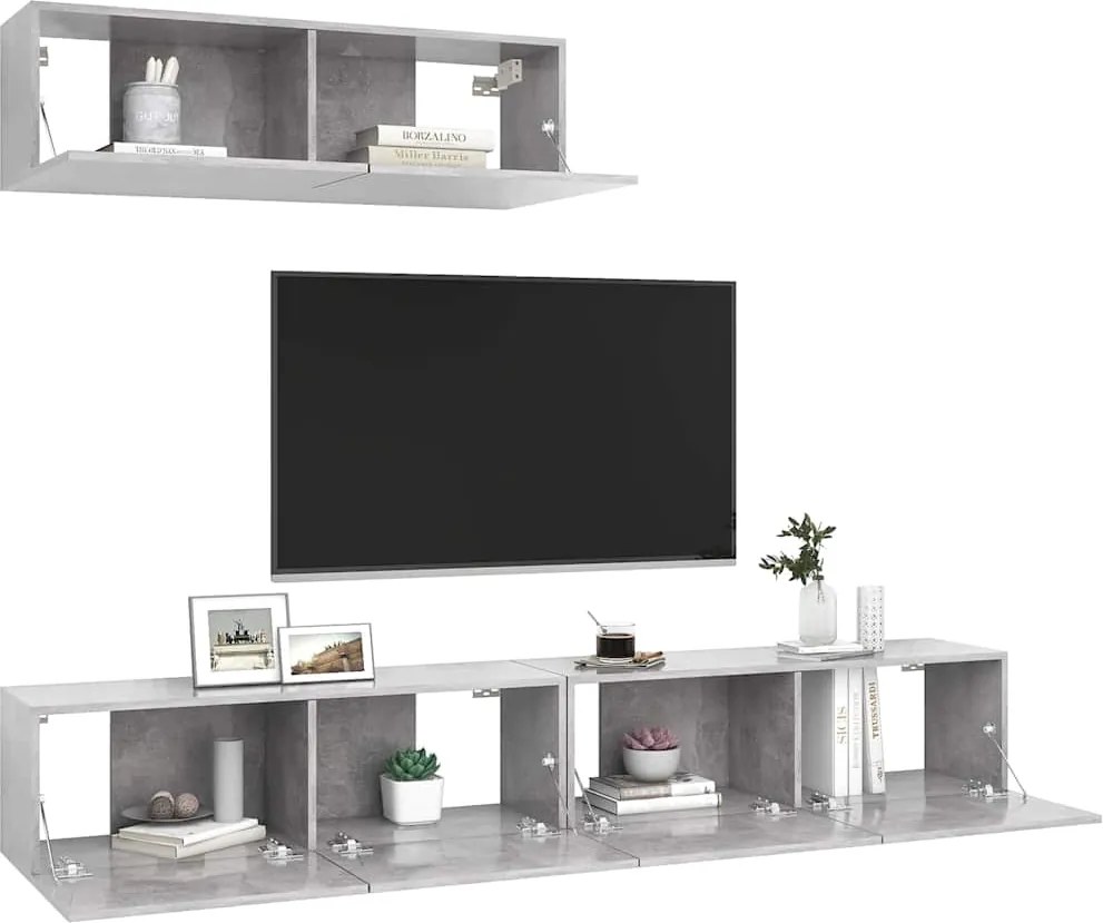 TV skříňky 3 ks betonově šedé kompozitní dřevo 3079123