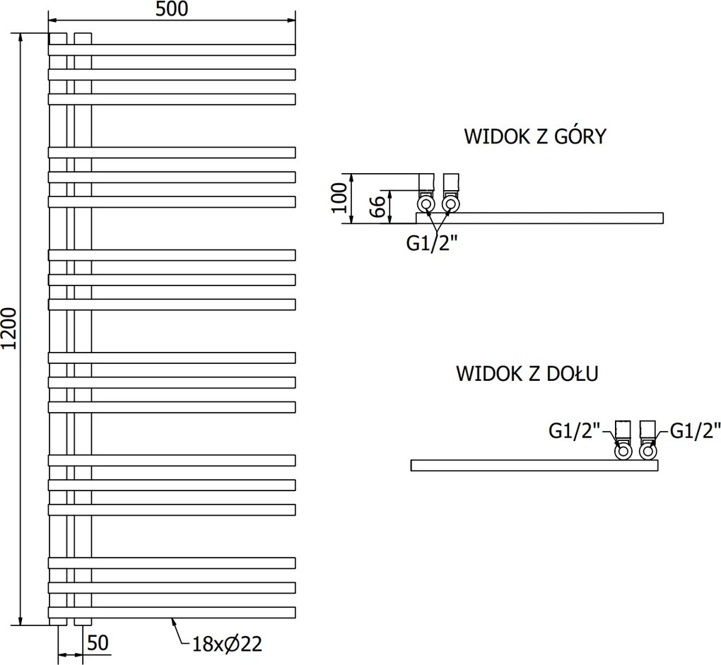 Mexen Neptun, elektrické topné těleso 1200 x 500 mm, 600 W, bílá, W101-1200-500-2600-20