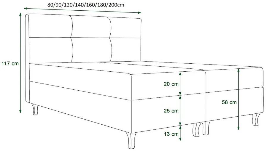 Boxspringová postel s úložným prostorem DORINA COMFORT - 200x200, šedomodrá