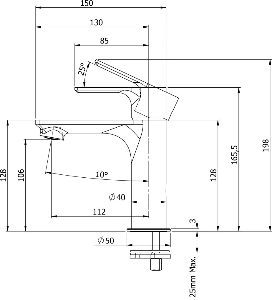 Sapho PAX XA02/14 umyvadlová baterie bez výpusti bílá mat
