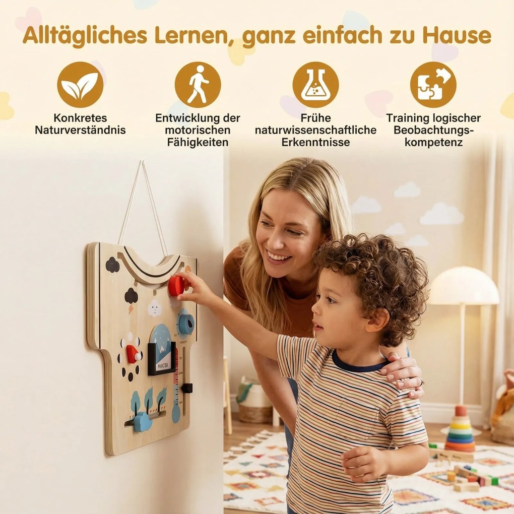 Costway Dětský měsíční kalendář Montessori dřevěné hračky o ročních obdobích