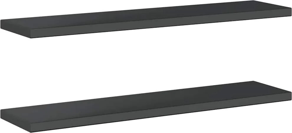 Nástěnné police 2 ks 100 x 23,5 cm černé nerezová ocel 30289
