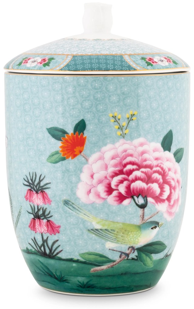 Pip Studio Blushing Birds blue skladovací dóza 1,5l, modrá