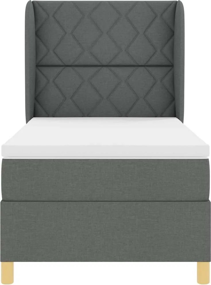 Postel s boxspringem s čelo Tmavě šedá 200 x 100 cm textil 3340803