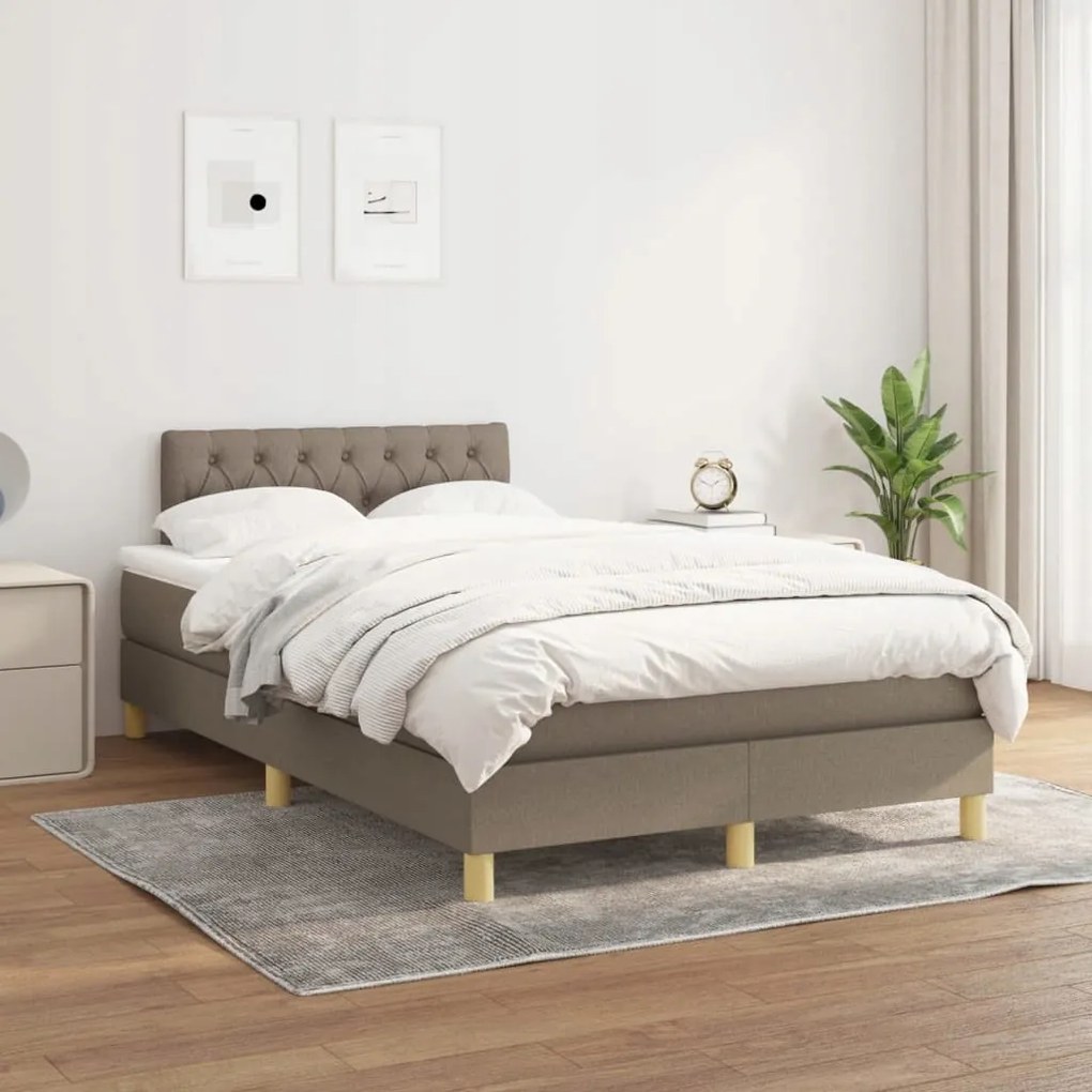 Box Spring Postel S Matrací Textil Taupe Prošívaný design 120 x 200 cm