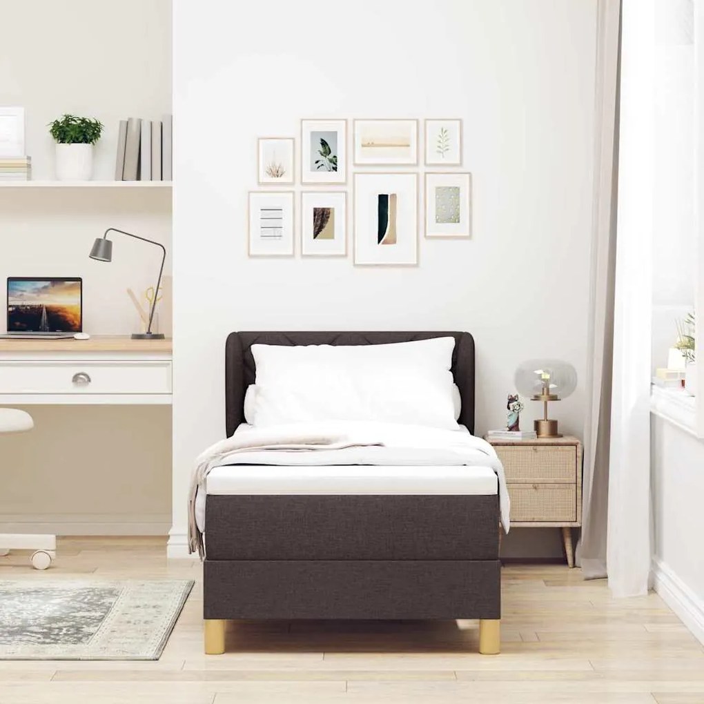 Postel s boxspringem s čelo Tmavě hnědá 80 x 200 cm textil 3340244