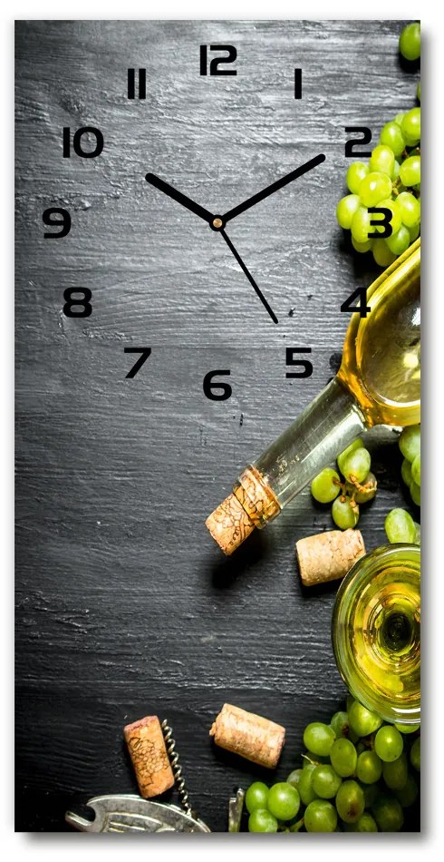 Wallmuralia Nástěnné hodiny tiché Hrozno a víno 30x60 cm