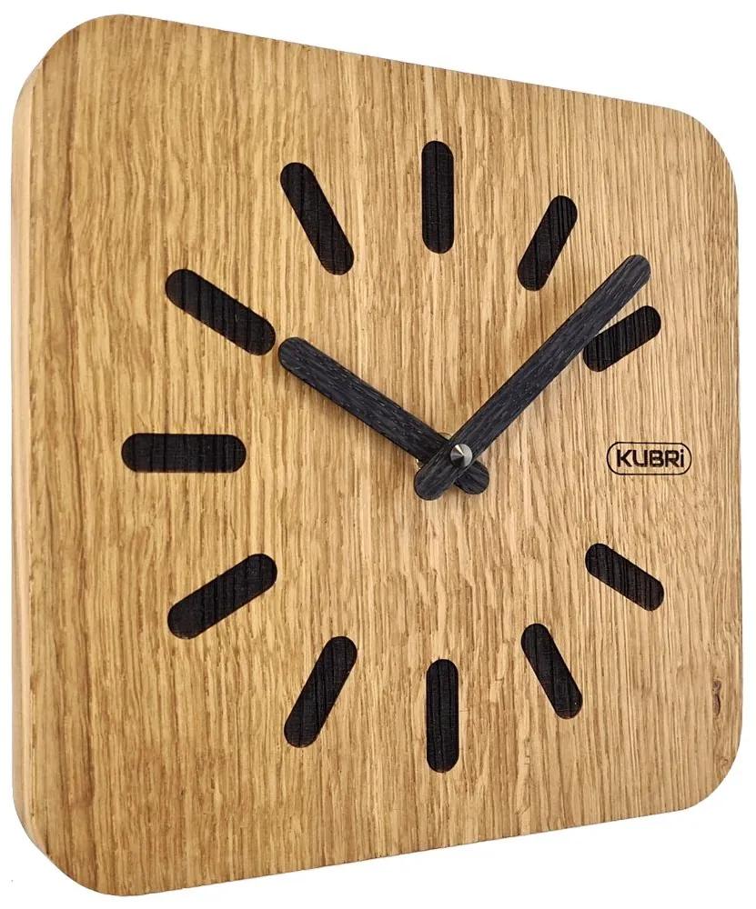 KUBRi 0161 - 20 cm hodiny z dubového masívu včetně dřevěných ručiček
