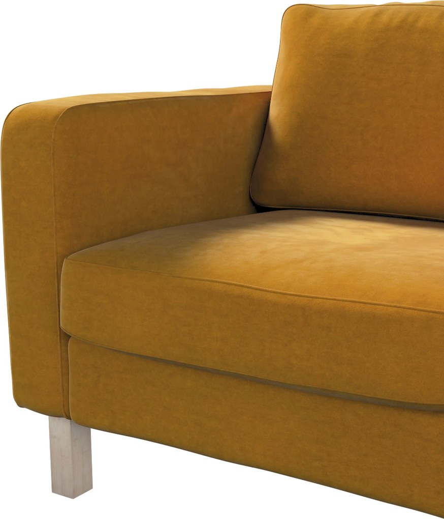 Potah na křeslo IKEA Karlstad, krátký barva žlutá látka lesklé, sametová